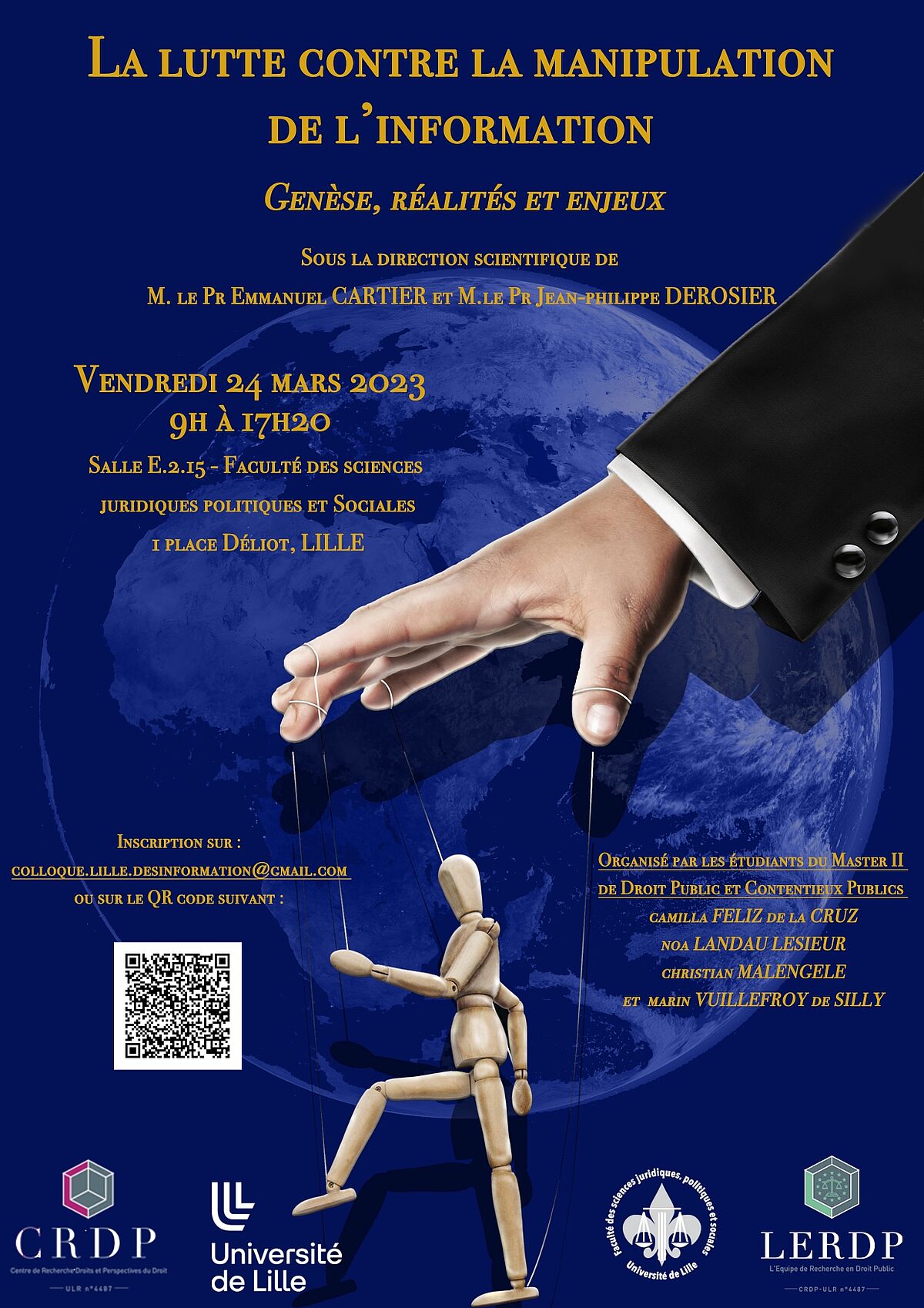 Colloque Master 2 : "La lutte contre la manipulation de l'information" . ATTENTION CHANGEMENT DE ...